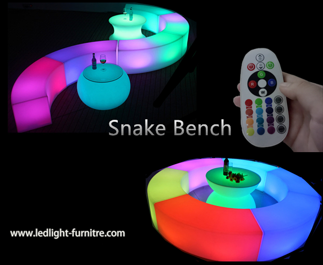 Portable Snake LED Light Bench Rechargeable for Outdoor Party Decoration