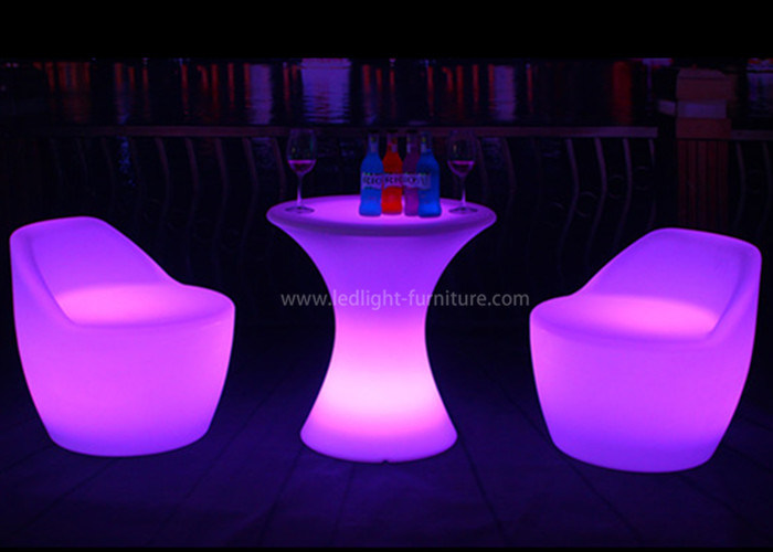 60cm Height Small Poseur LED Bar Table And Chair With Sturdy Metal Base ...