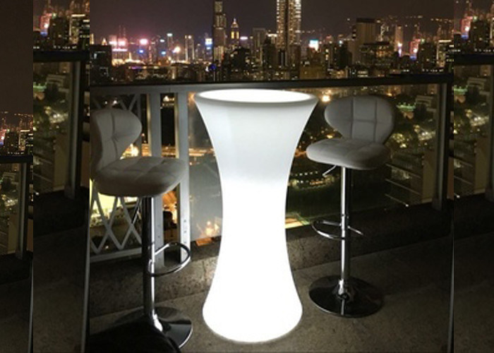 High Round Cocktail Table Furniture Set with Colorful Lighting